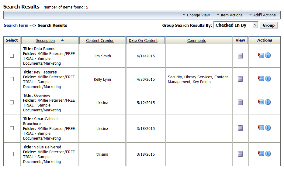 Group Search Results by – SmartCabinet Support