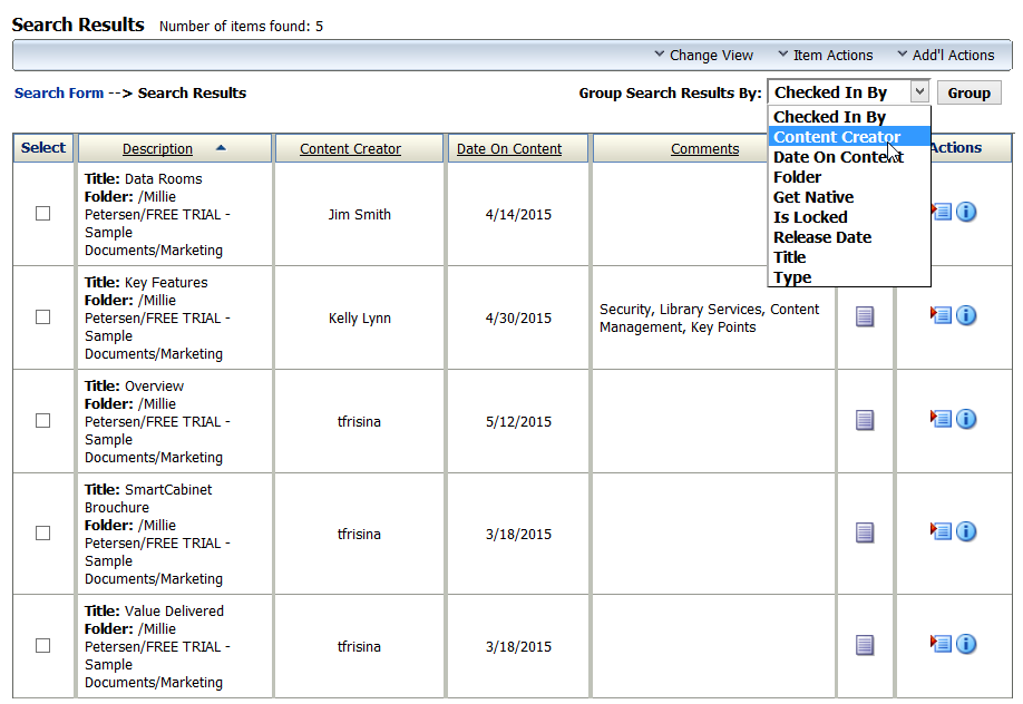 Group Search Results by – SmartCabinet Support