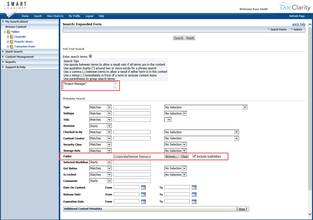 Full Text Searching – SmartCabinet Support