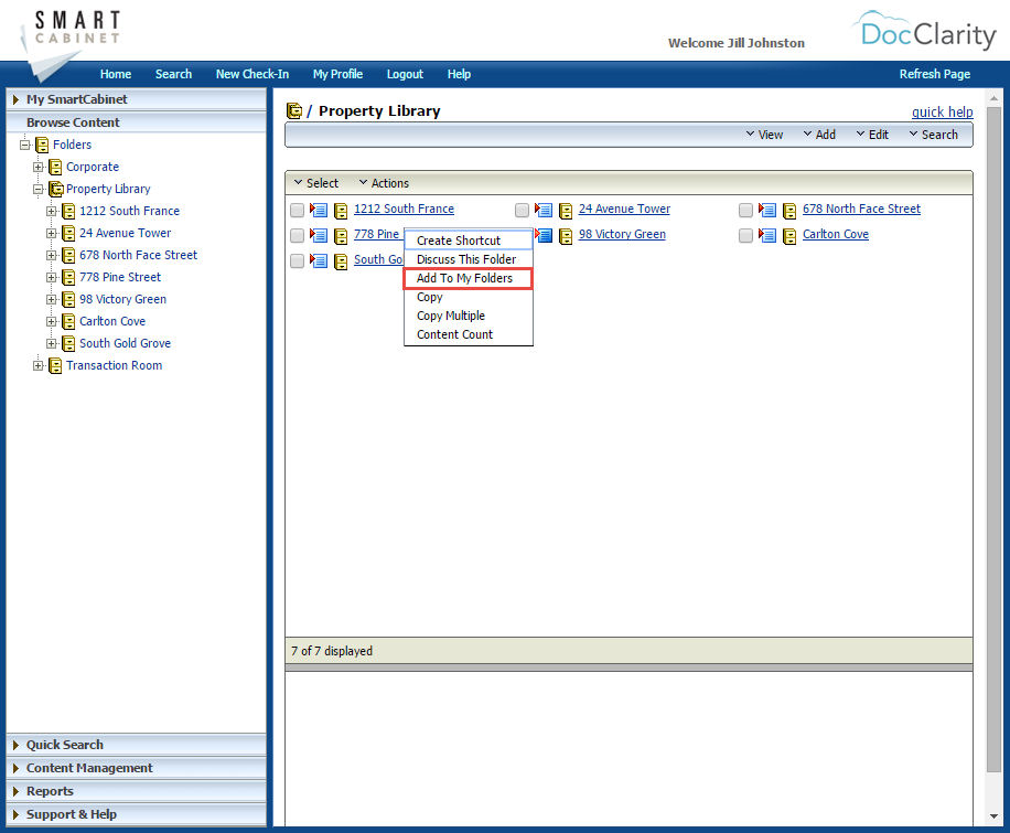 My Folders – SmartCabinet Support