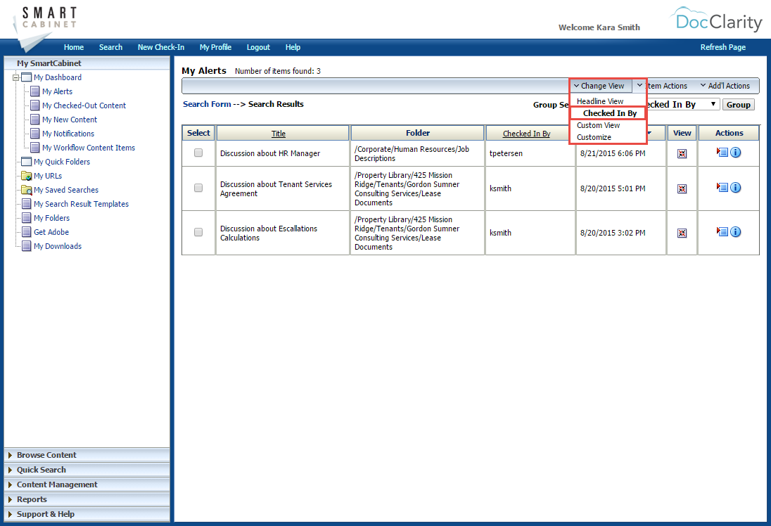 My Alerts – SmartCabinet Support
