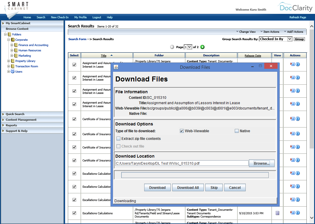 Downloading Content – SmartCabinet Support
