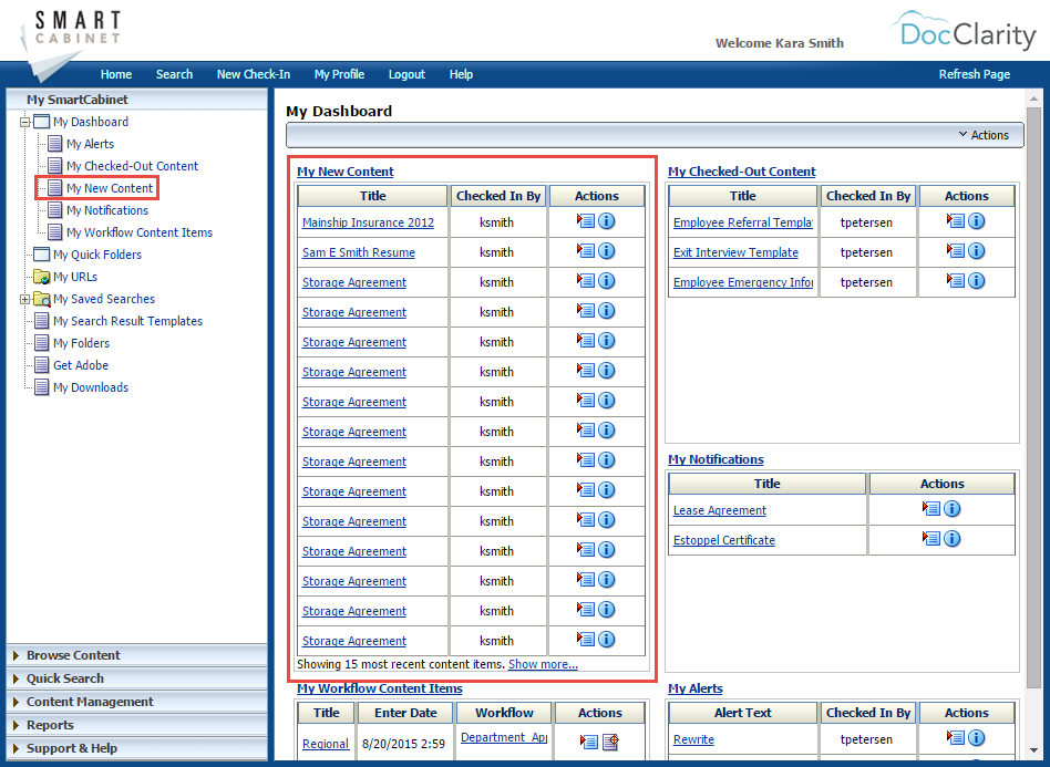 My New Content – SmartCabinet Support