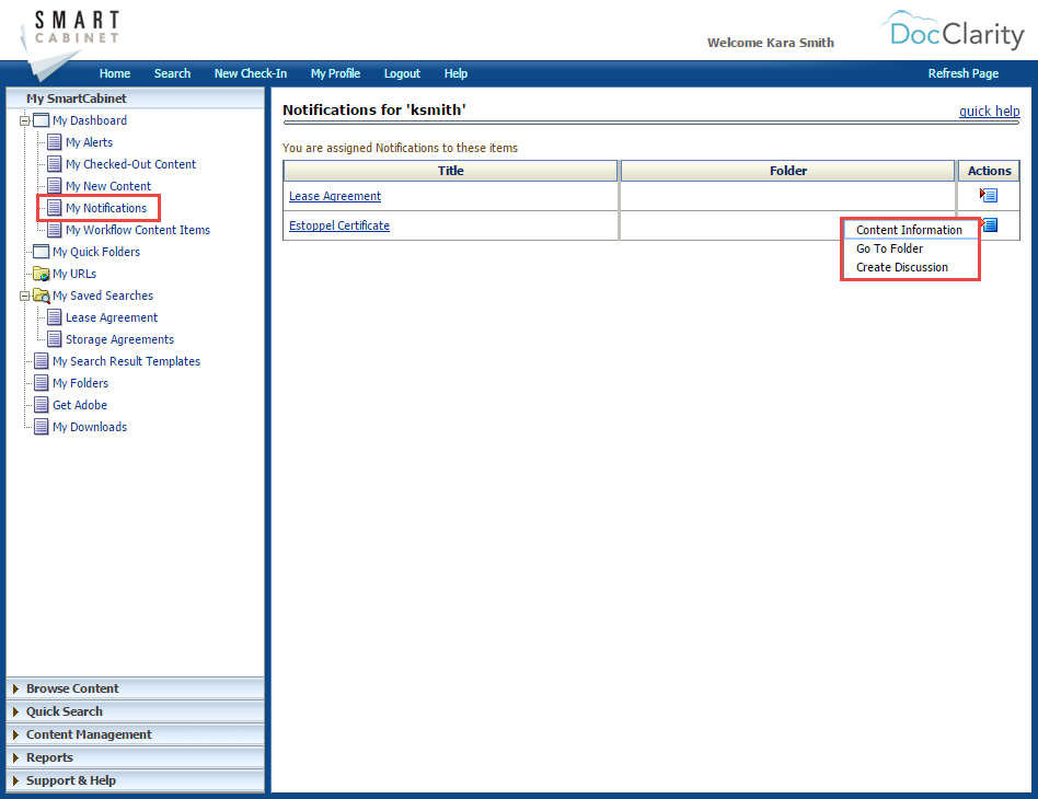 My Notifications – SmartCabinet Support