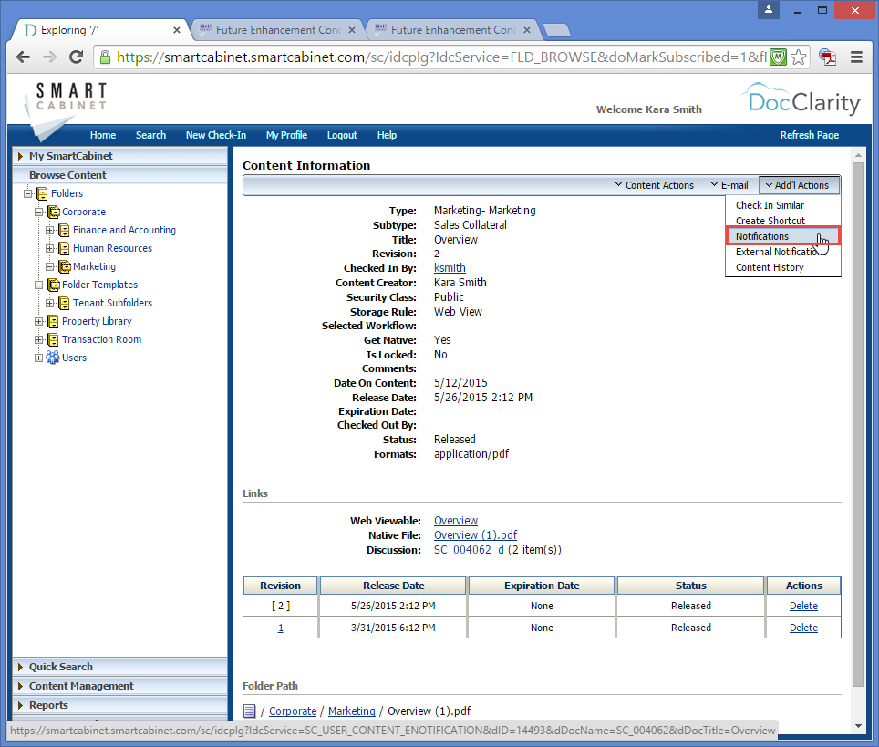 My Notifications – SmartCabinet Support