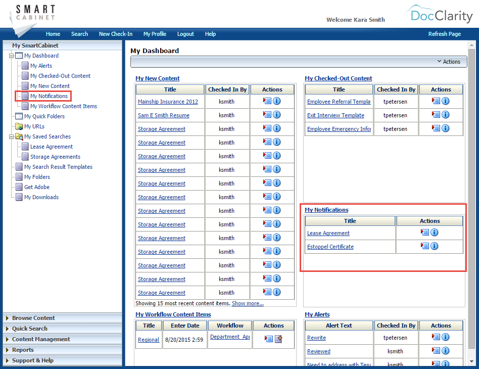 My Notifications – SmartCabinet Support
