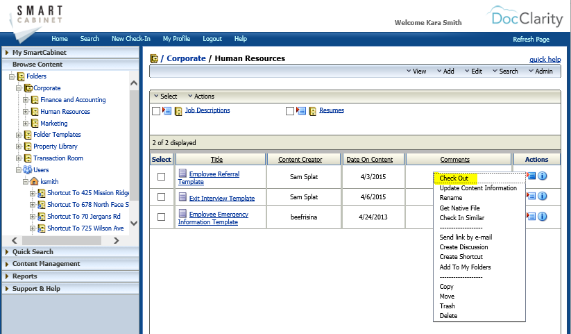 Document Revisions – SmartCabinet Support