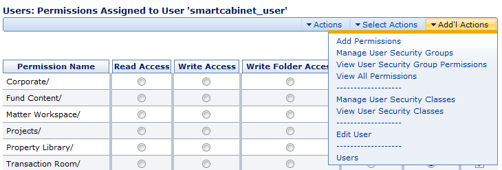 Users: Permissions Assigned to User – SmartCabinet Support