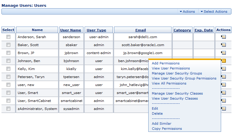 Manage Users: Users – SmartCabinet Support